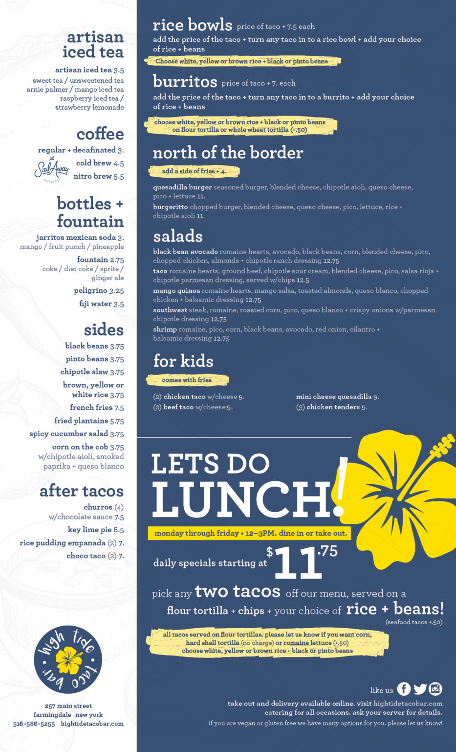 our menu – High Tide Taco Bar